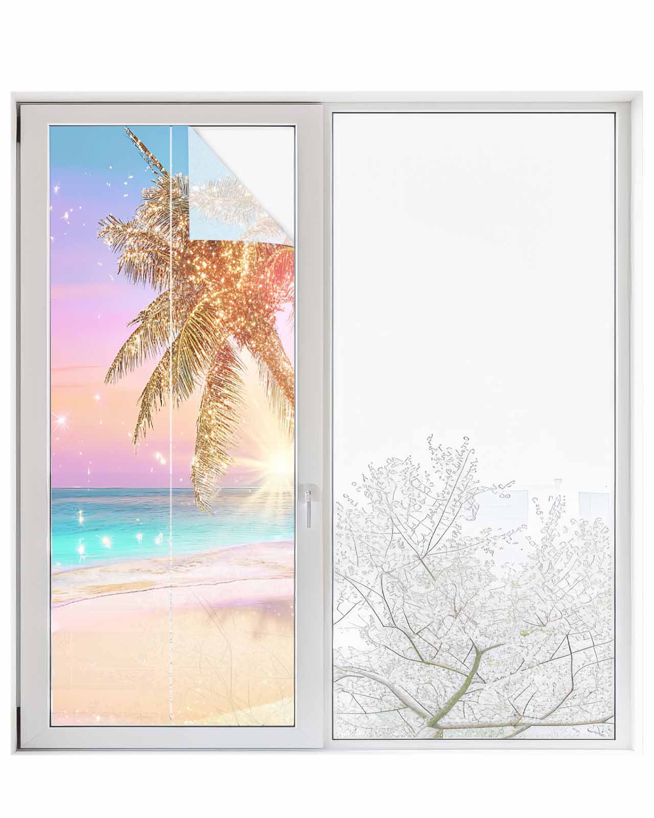 Window Privacy Film Coastal Stained Glass Window Film Decorative Sun ...