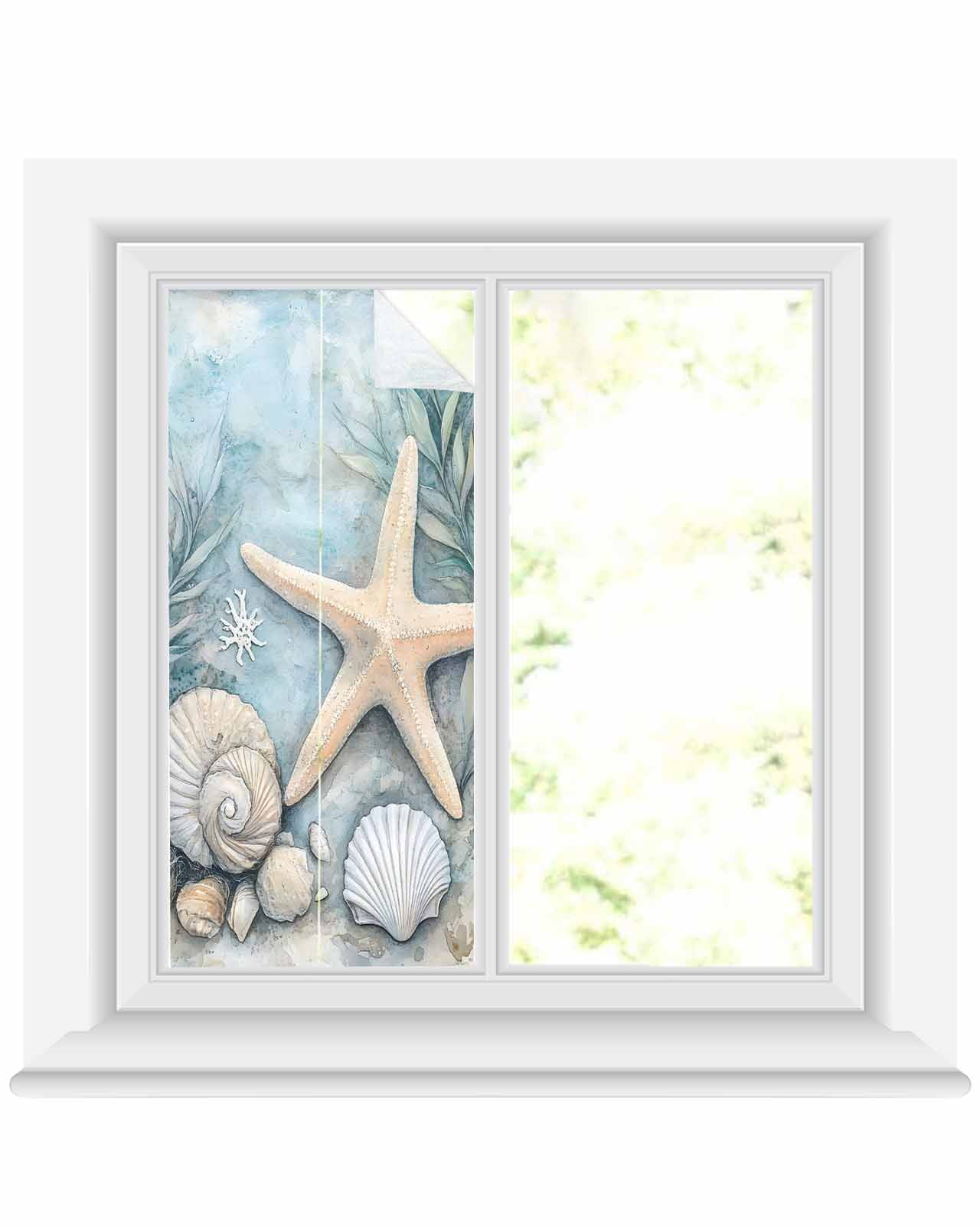 Window Privacy Film Coastal Starfish Stained Glass Window Film ...