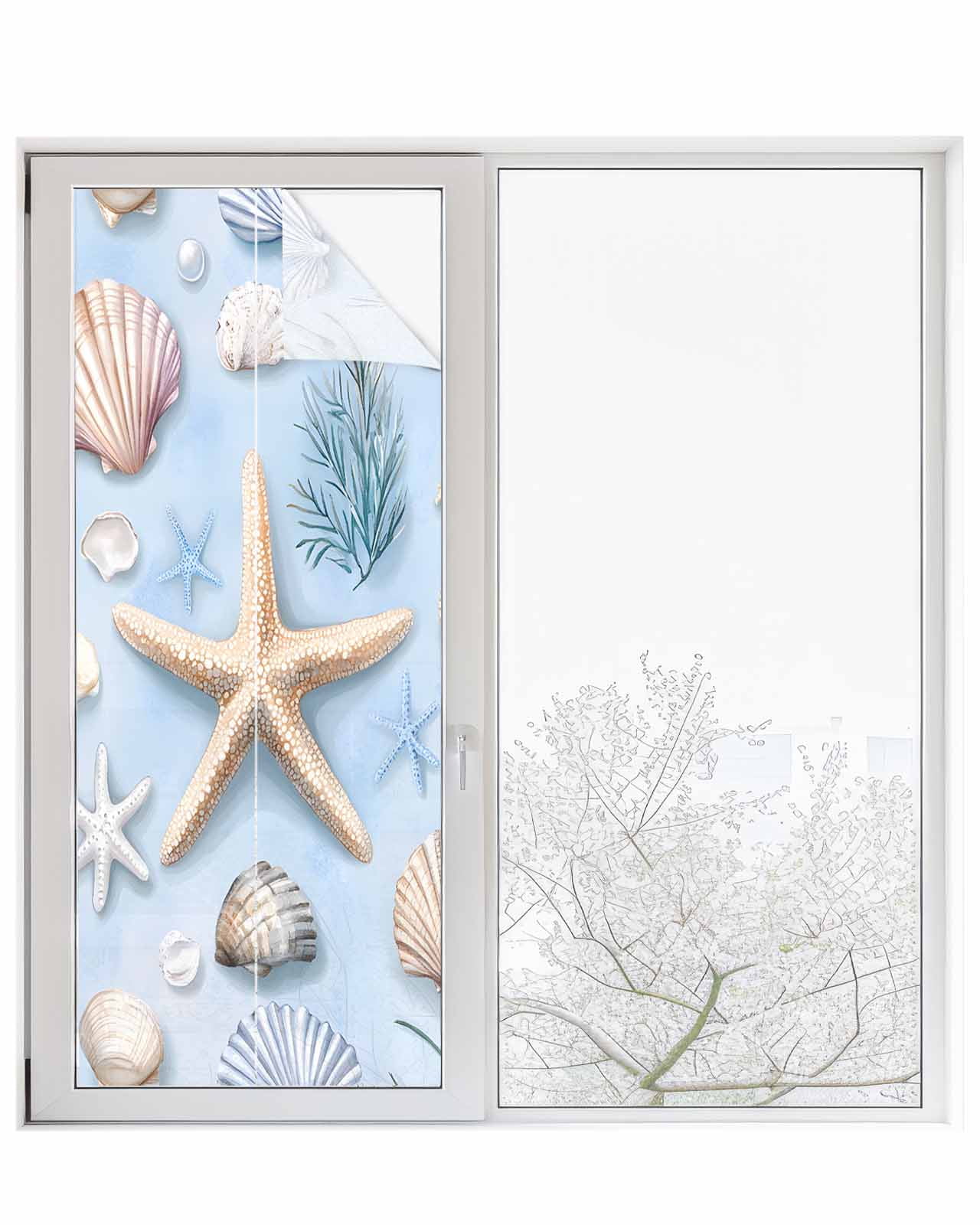 Window Privacy Film Coastal Starfish Stained Glass Window Film ...
