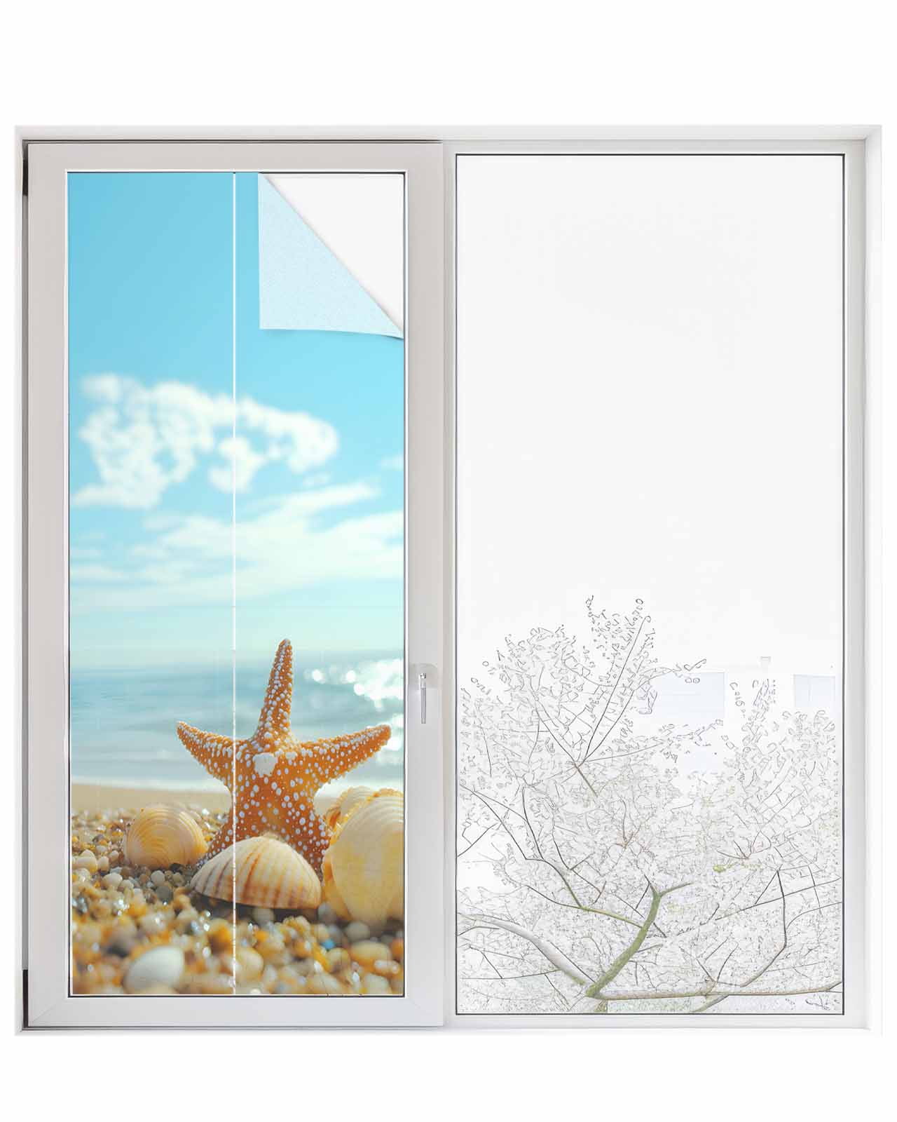 Window Privacy Film Coastal Starfish Stained Glass Window Film ...