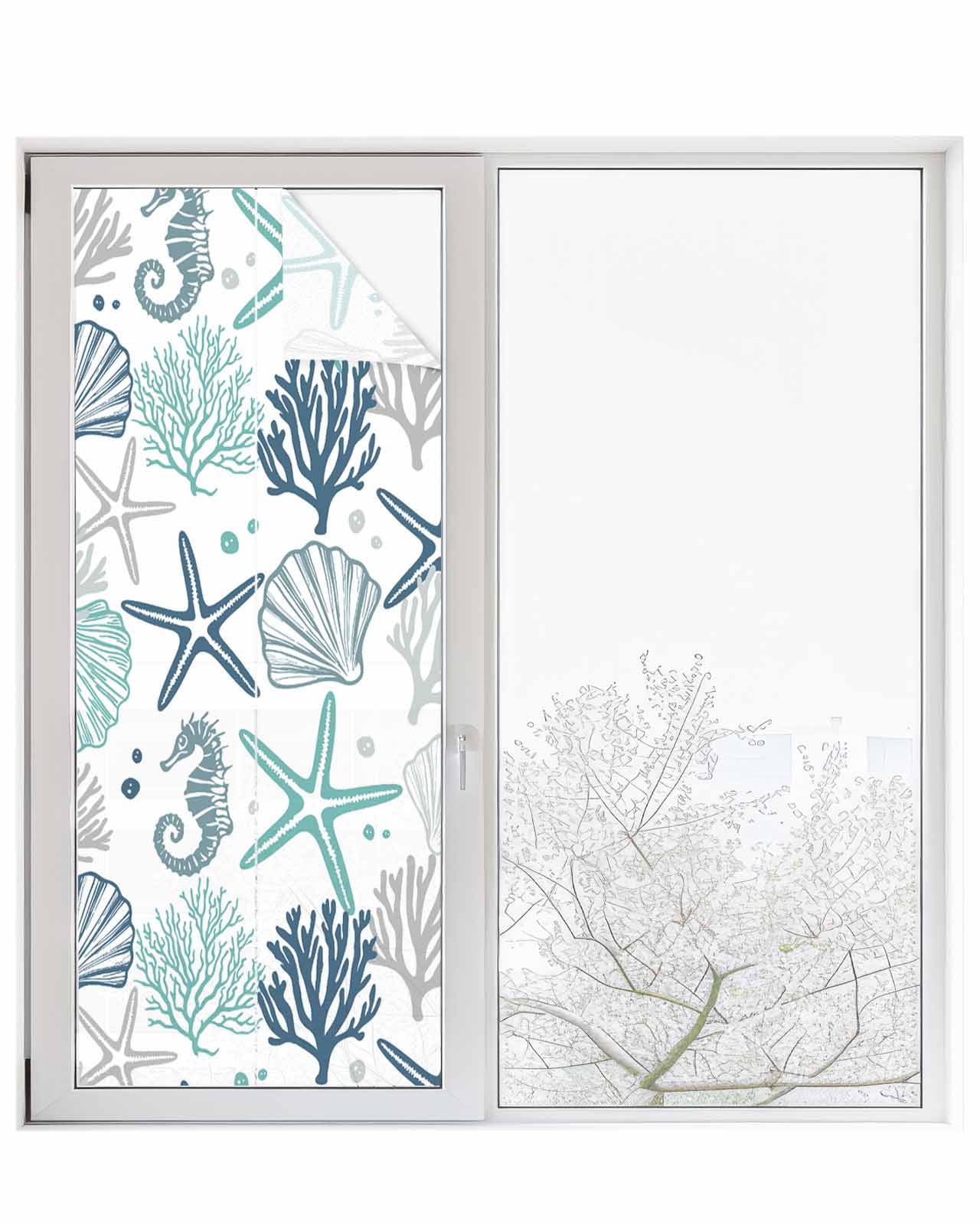 Window Privacy Film Coastal Teal Green Stained Glass Window Film ...