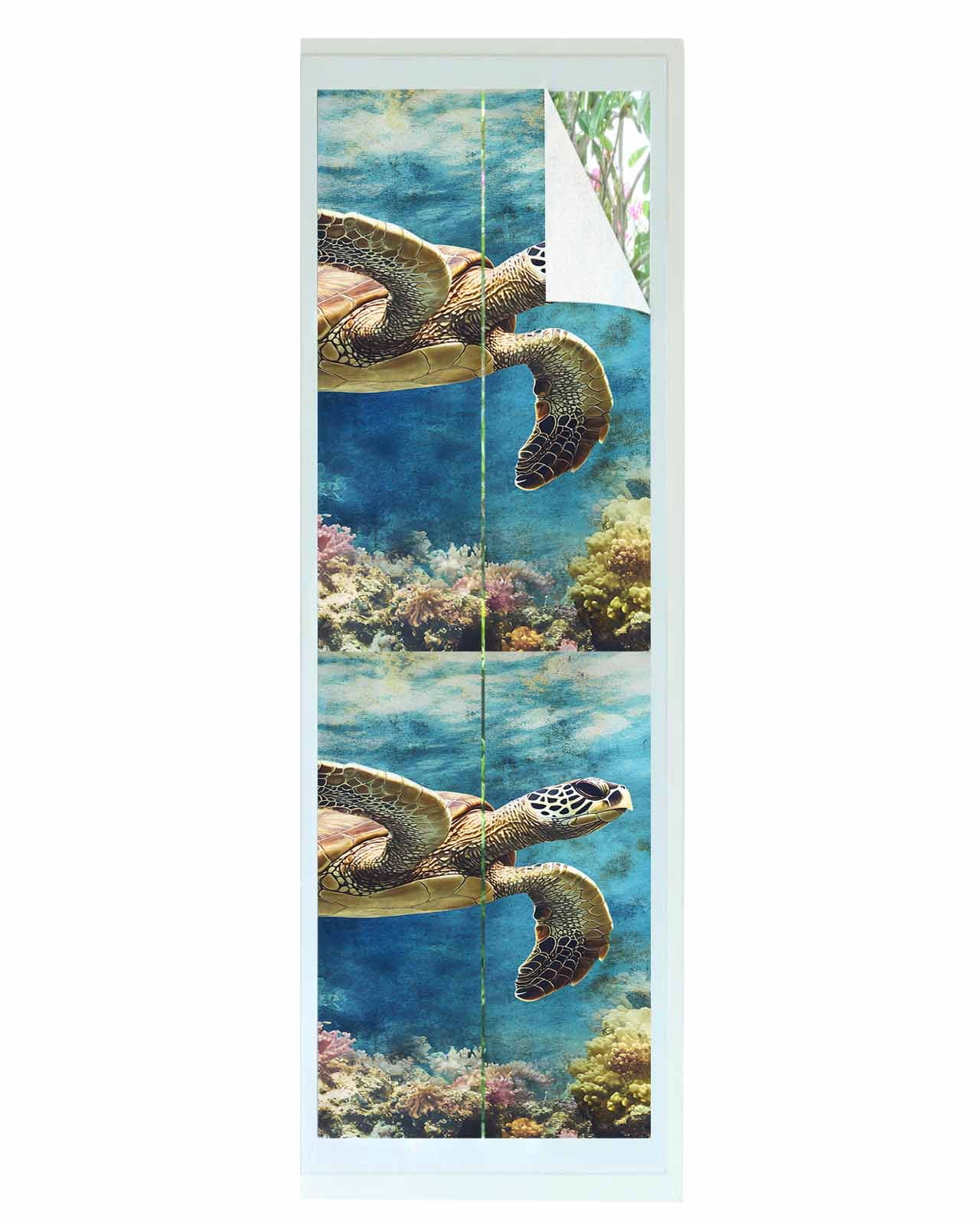 Window Privacy Film Coastal Turtle Stained Glass Window Film Decorative ...