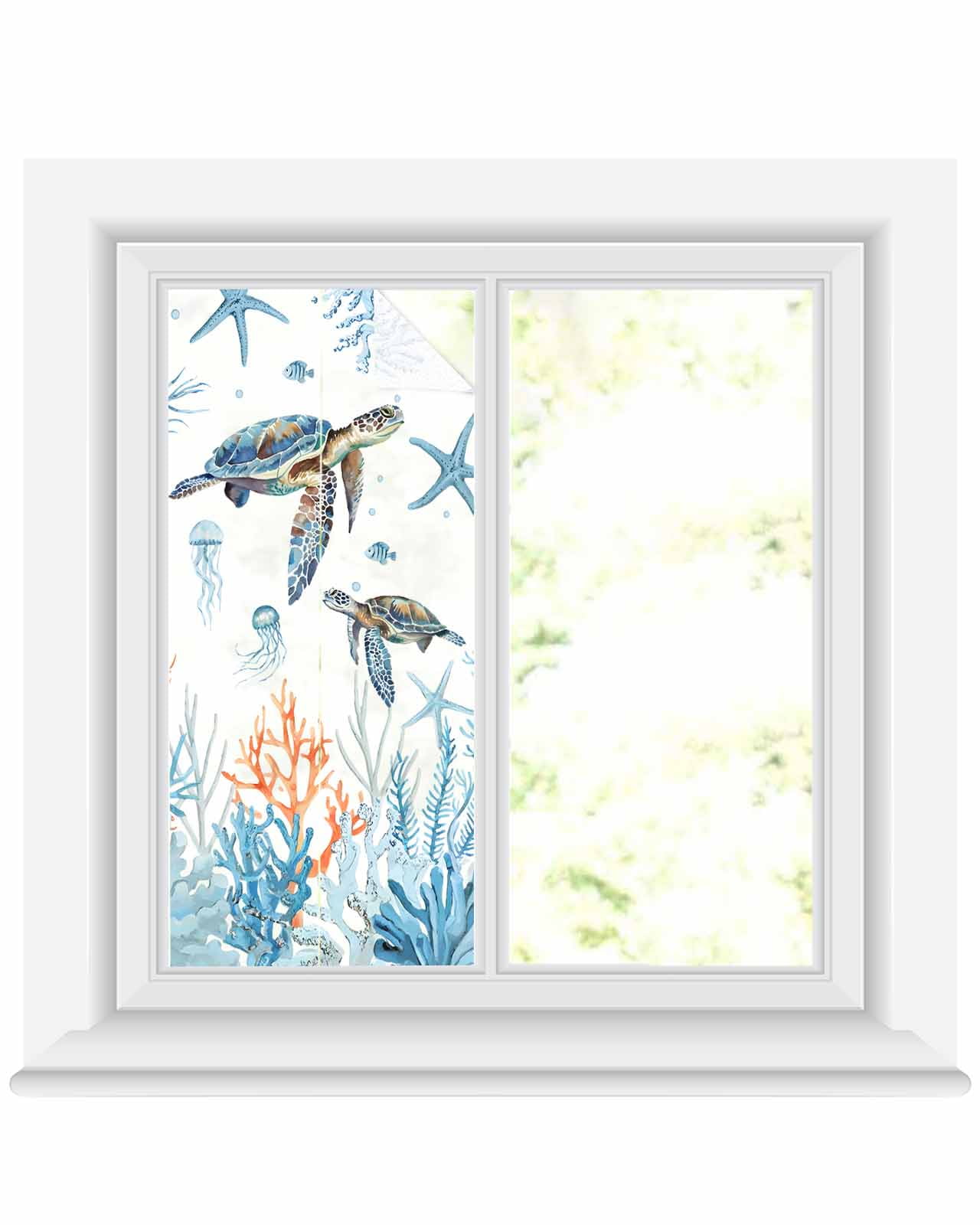 Window Privacy Film Coastal Turtle Stained Glass Window Film Decorative ...