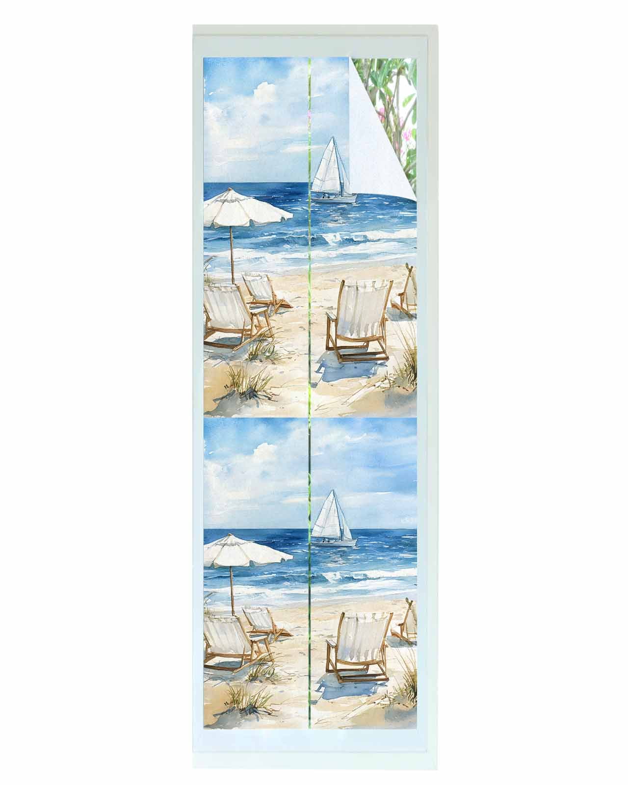 Window Privacy Film Coastal Wave Bliue Stained Glass Window Film ...