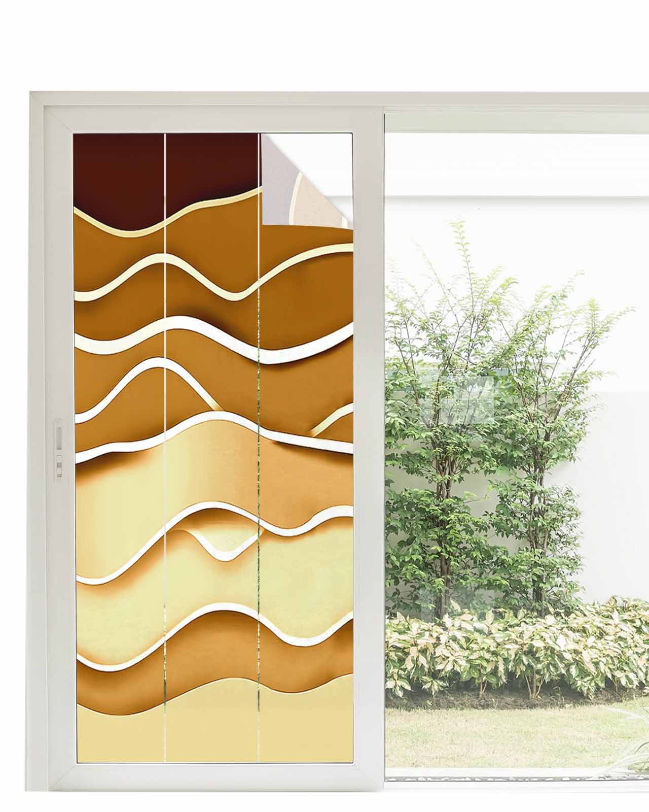 Window Privacy Film Coastal Yellow Stained Glass Window Film Decorative ...