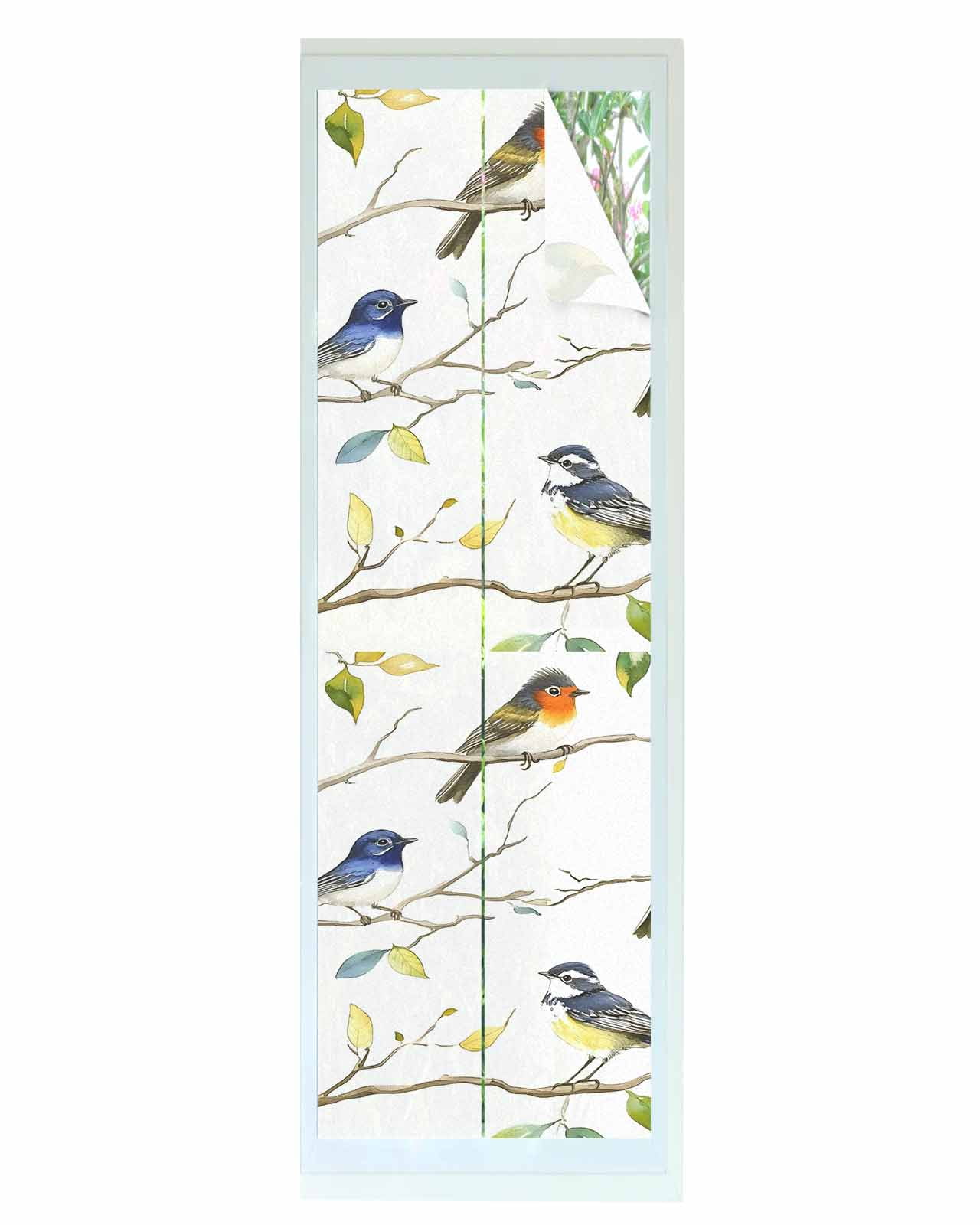 Window Privacy Film Colored Bird Leaf Stained Glass Window Film ...