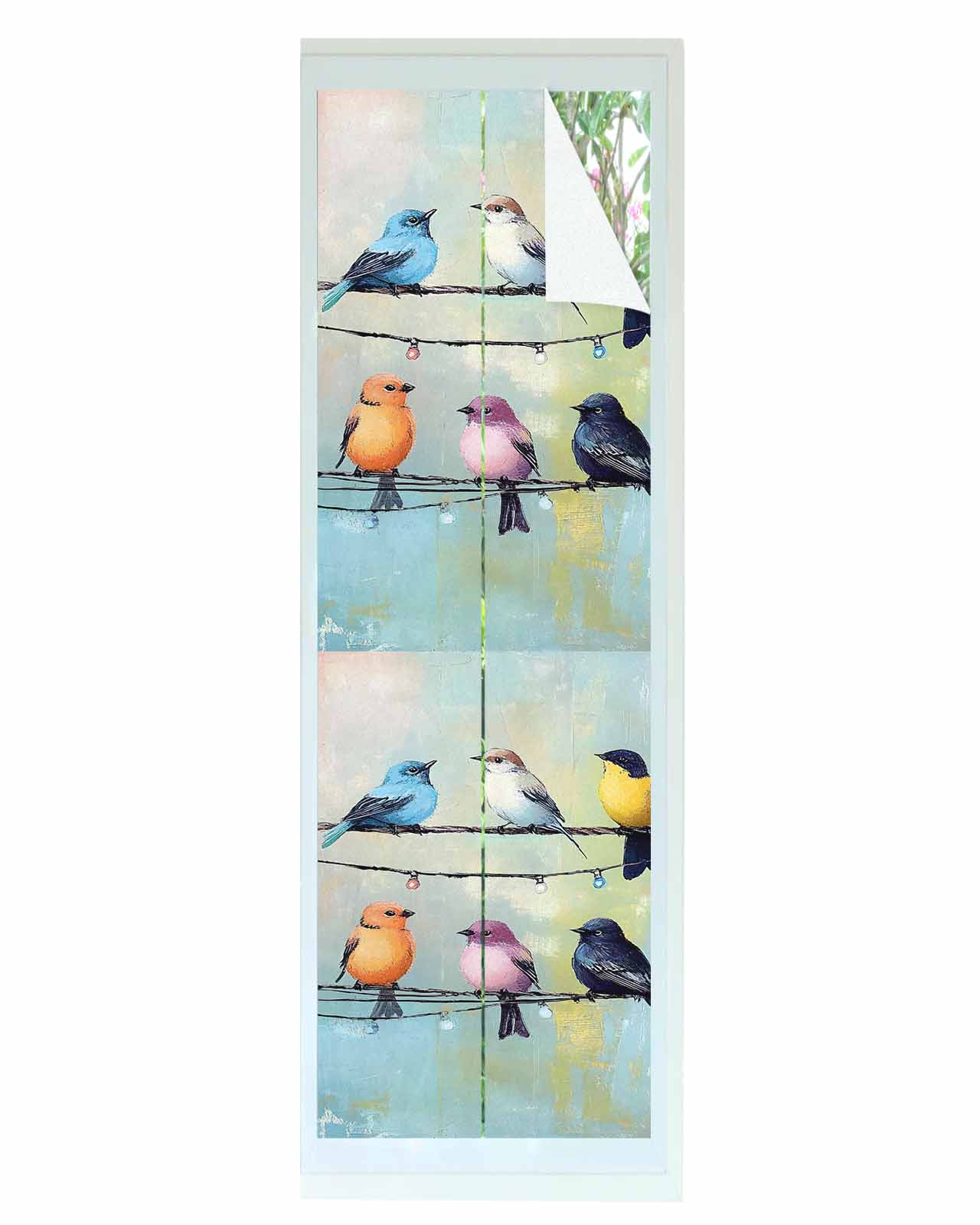 Window Privacy Film Colorful Birds Stained Glass Window Film Decorative ...