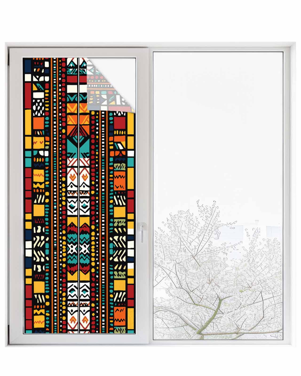 Window Privacy Film Colorful Boho Stained Glass Window Film Decorative ...
