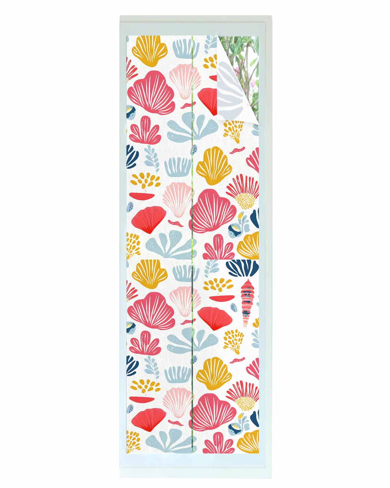 Window Privacy Film Colorful Coastal Shells Stained Glass Window Film ...