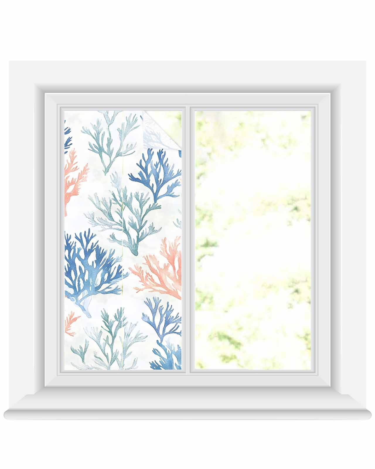Window Privacy Film Colorful Coral Stained Glass Window Film Decorative ...