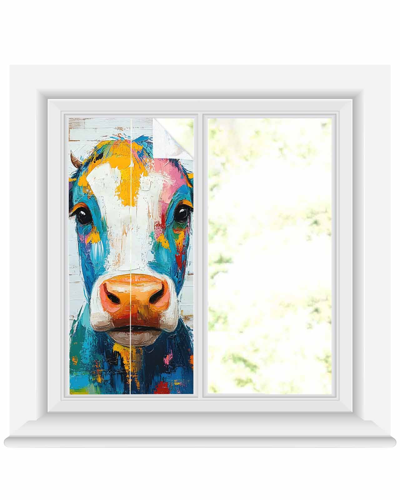 Window Privacy Film Colorful Cow Stained Glass Window Film Decorative ...