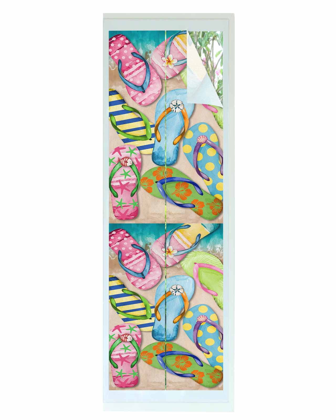 Window Privacy Film Colorful Flip Flops Stained Glass Window Film ...
