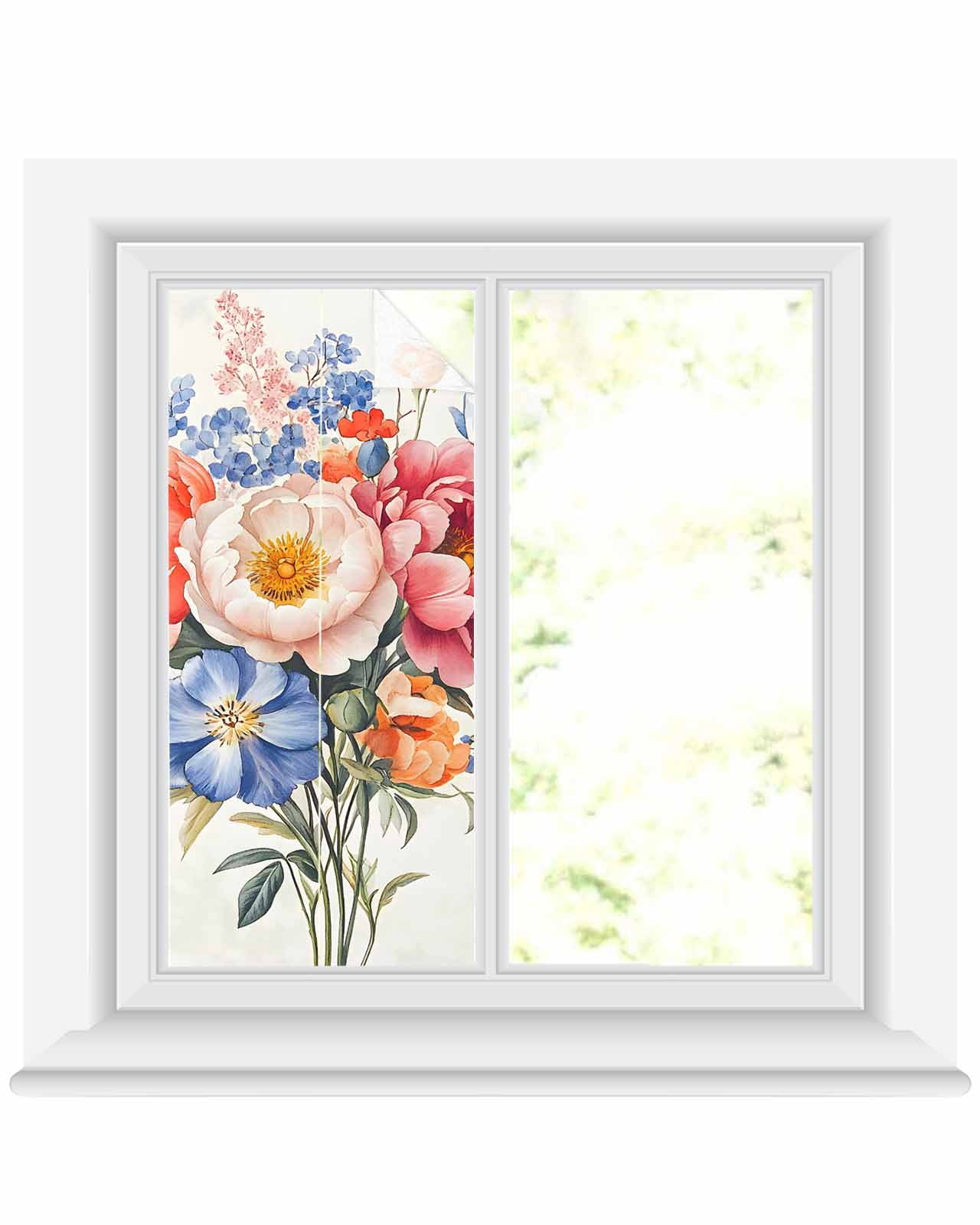 Window Privacy Film Colorful Flowers Stained Glass Window Film ...