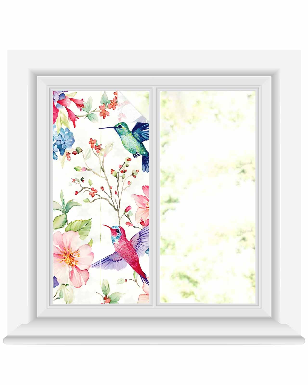 Window Privacy Film Colorful Hummingbird Stained Glass Window Film Decorative Sun Block Window ...