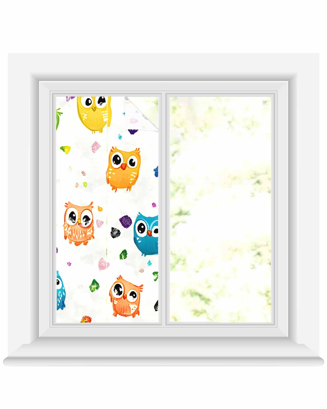 Window Privacy Film Colorful Owl Stained Glass Window Film Decorative ...