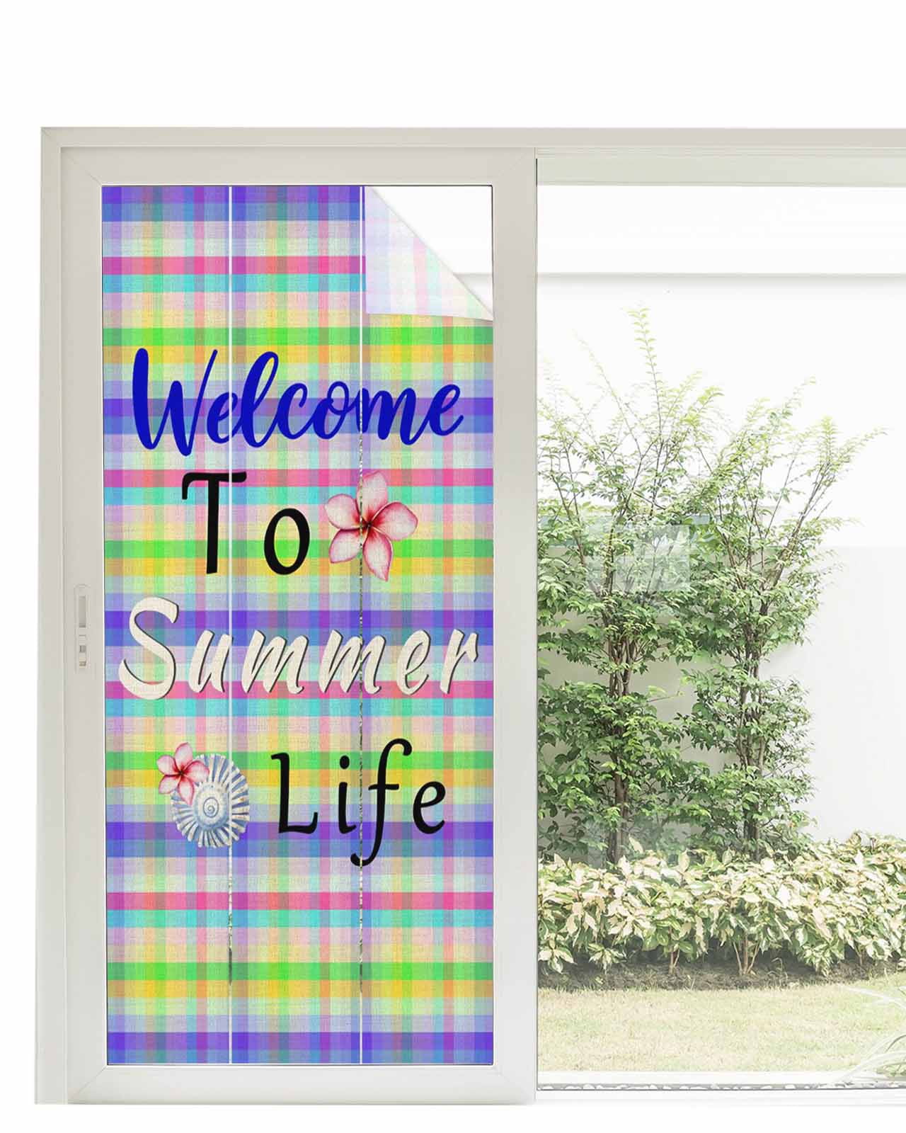 Window Privacy Film Colorful Plaid Stained Glass Window Film Decorative ...