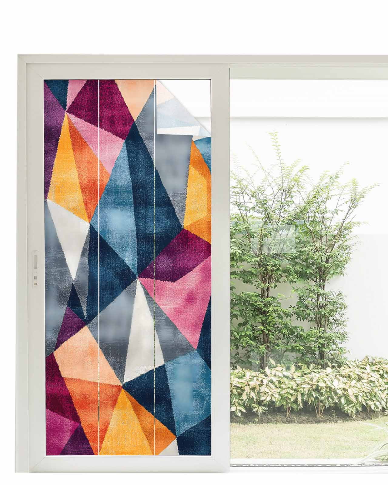 Window Privacy Film Colorful Shabby Rhombus Stained Glass Window Film ...