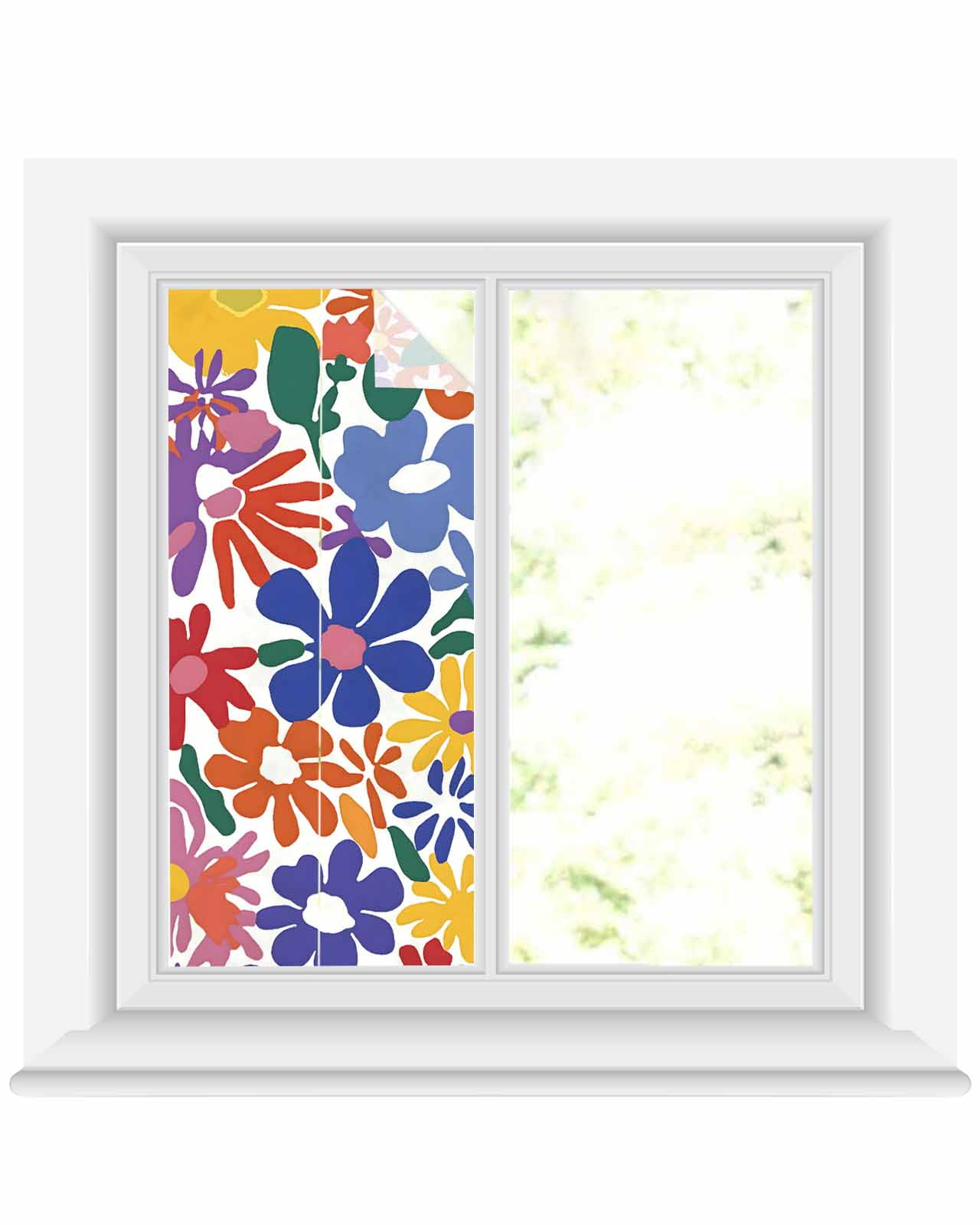 Window Privacy Film Colorful Spring Floral Stained Glass Window Film ...