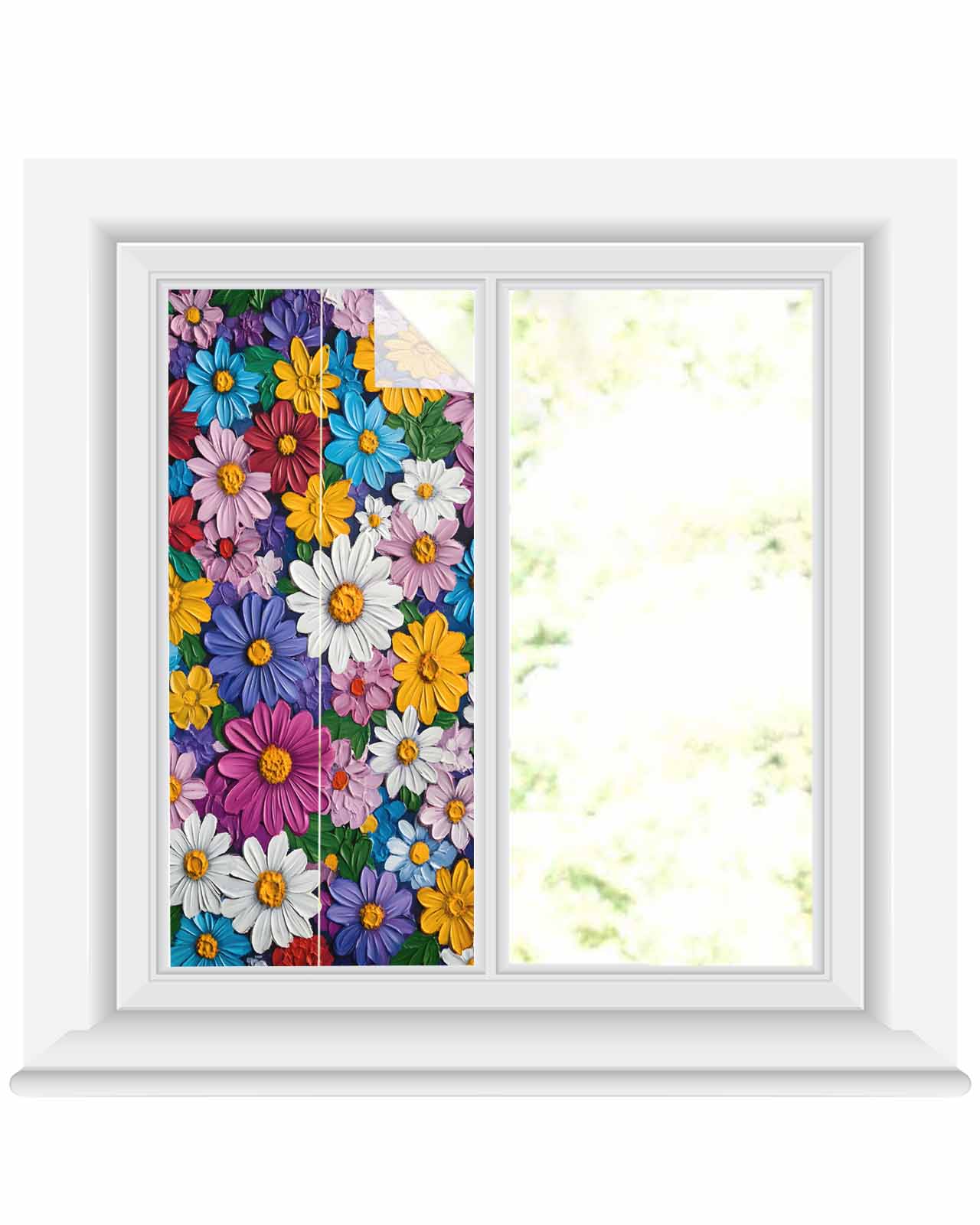 Window Privacy Film Colorful Spring Floral Stained Glass Window Film ...