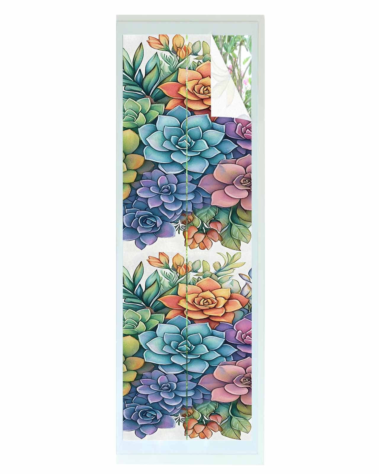 Window Privacy Film Colorful Spring Floral Stained Glass Window Film ...