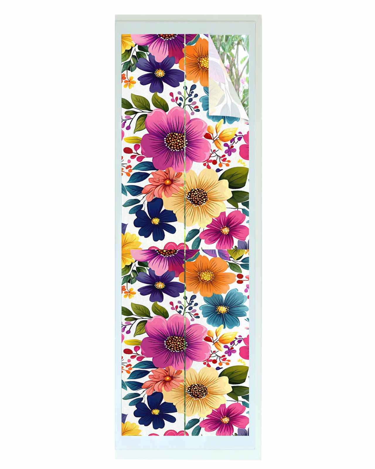 Window Privacy Film Colorful Spring Floral Stained Glass Window Film ...