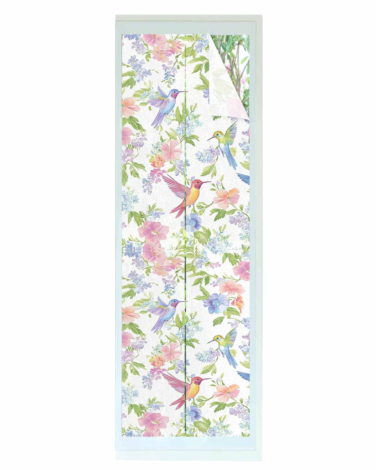 Window Privacy Film Colorful Spring Floral Stained Glass Window Film ...