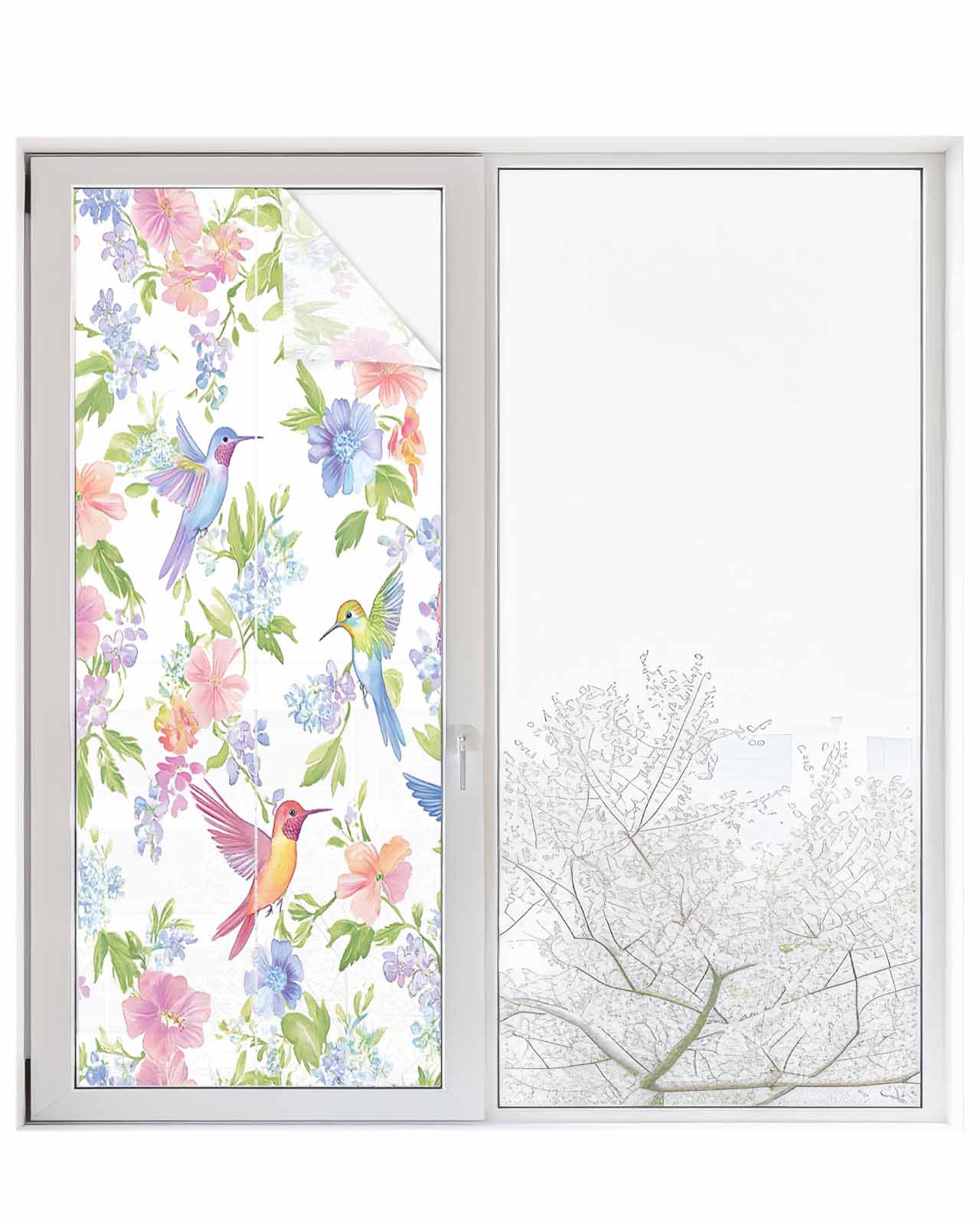 Window Privacy Film Colorful Spring Floral Stained Glass Window Film ...