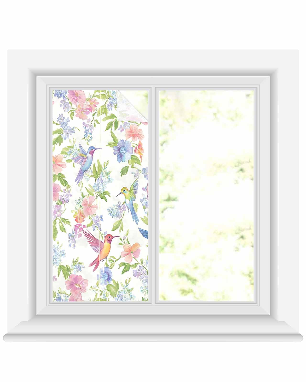 Window Privacy Film Colorful Spring Floral Stained Glass Window Film ...