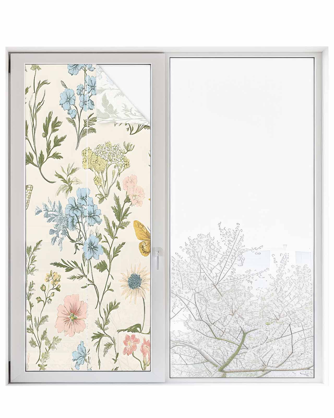 Window Privacy Film Colorful Spring Floral Stained Glass Window Film ...
