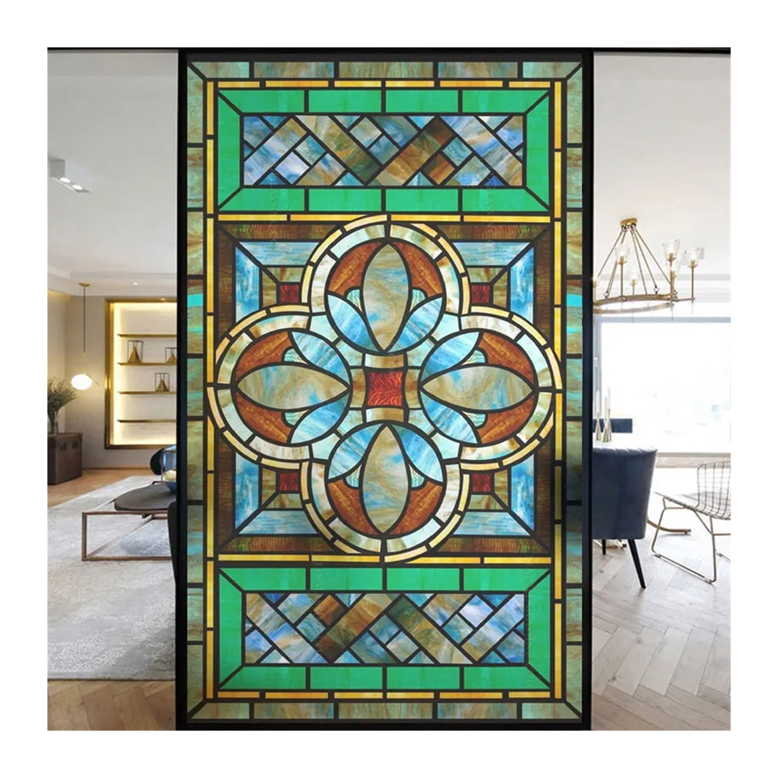 Window Privacy Film Colorful Stained Frosted Glass Film Modern Art ...