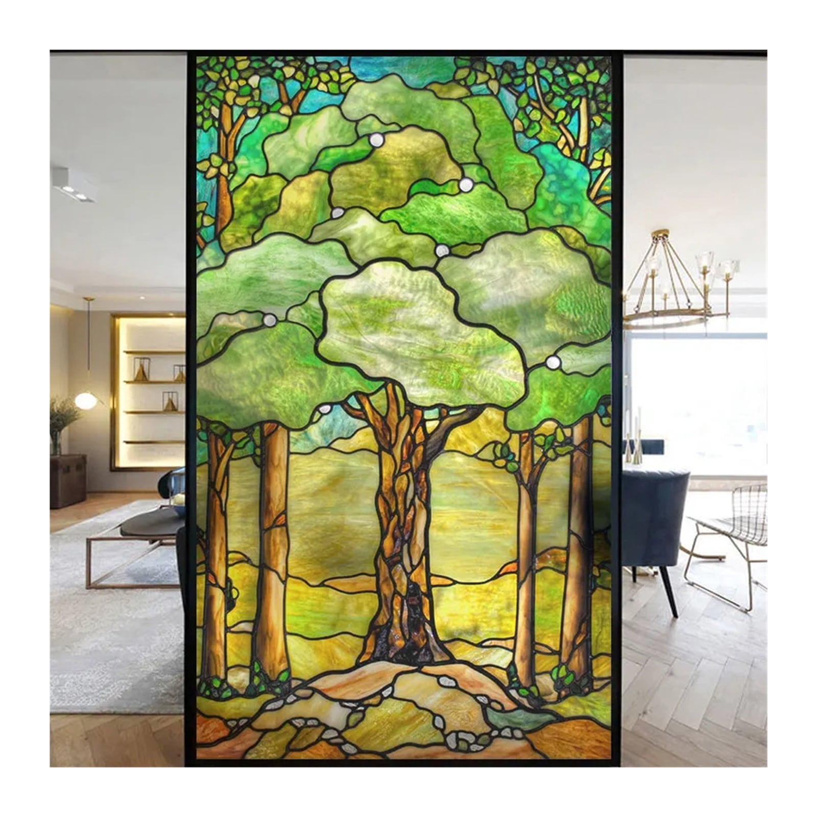Window Privacy Film Colorful Stained Frosted Glass Film Modern Art ...