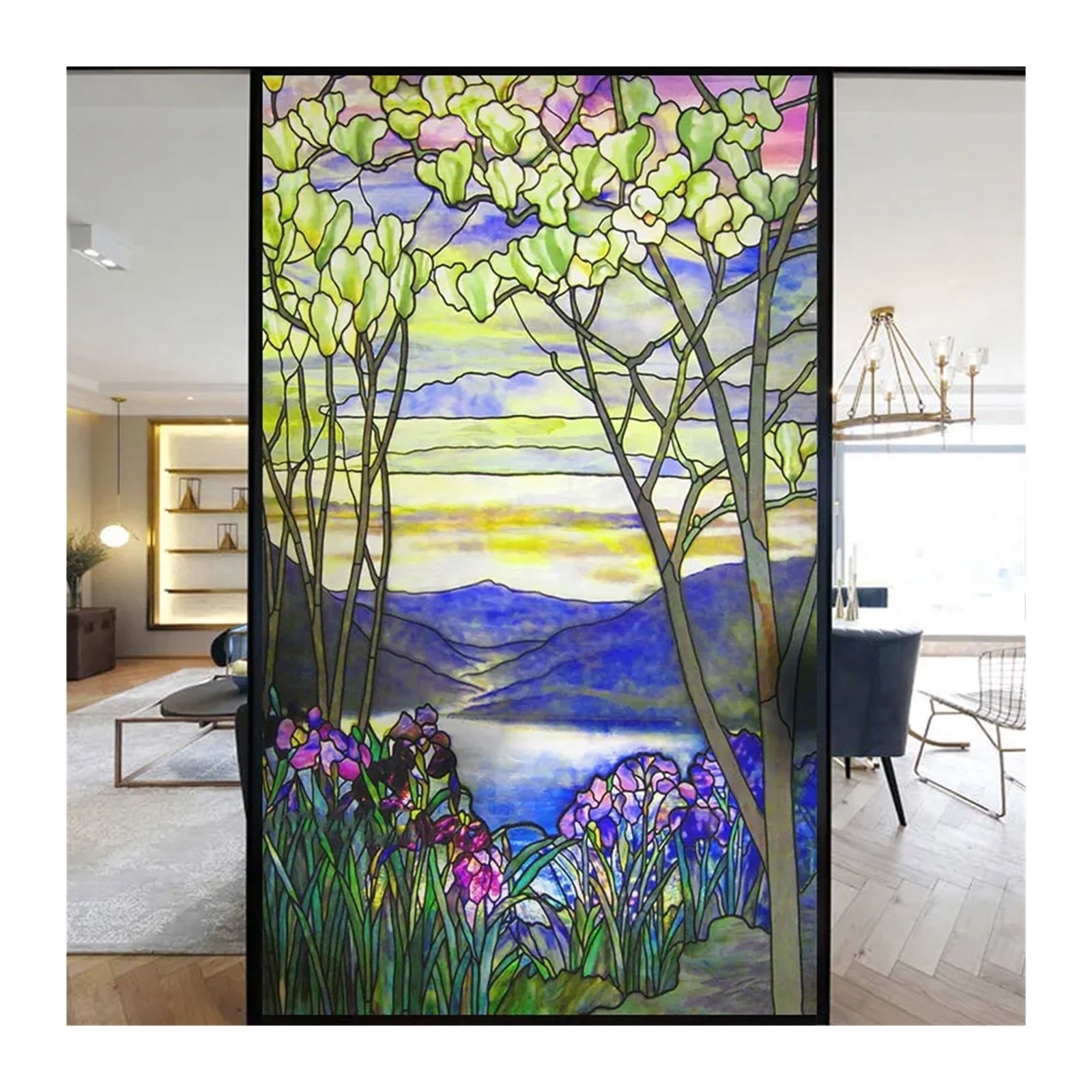 Window Privacy Film Colorful Stained Frosted Glass Film Modern Art ...