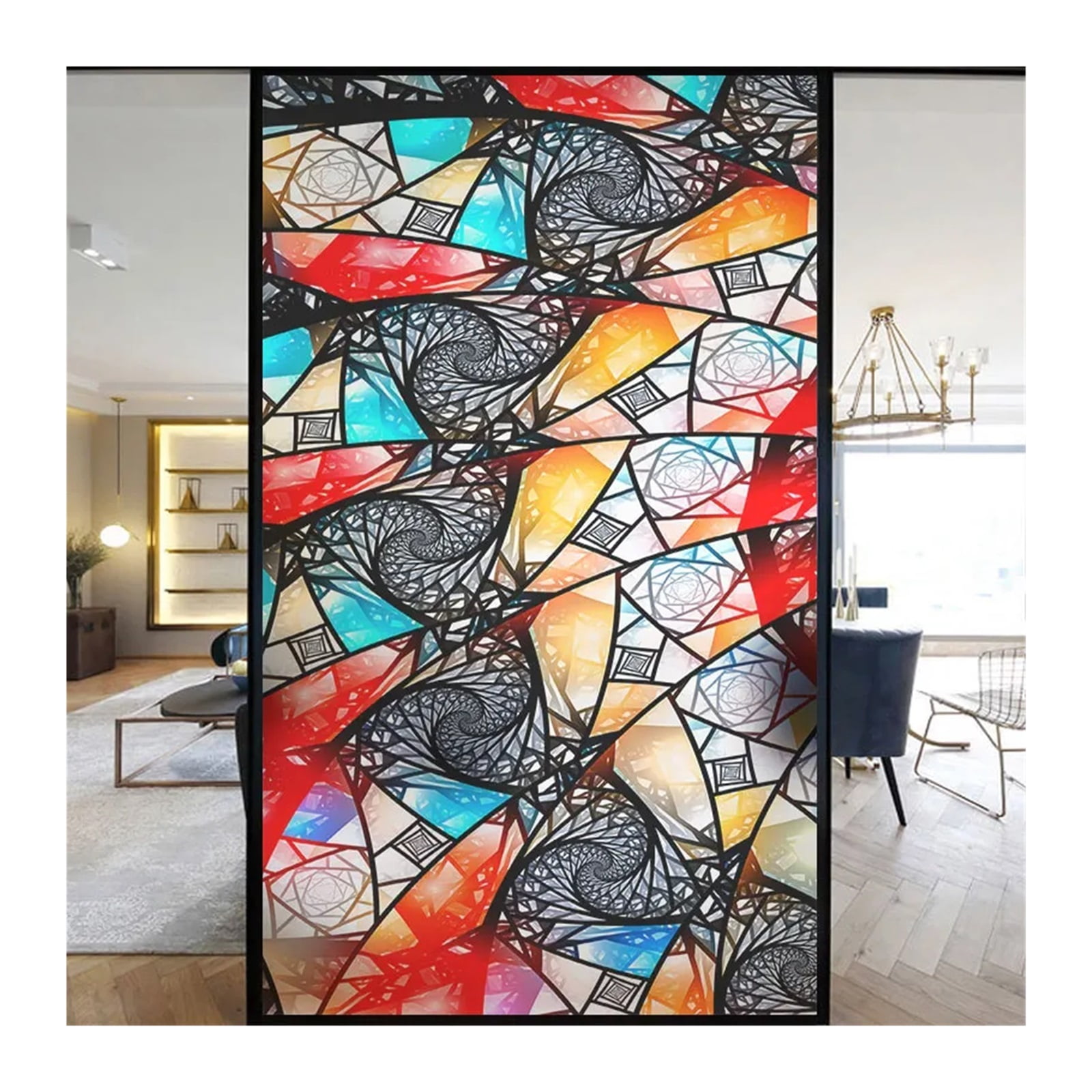 Window Privacy Film Colorful Stained Frosted Glass Film Modern Art ...