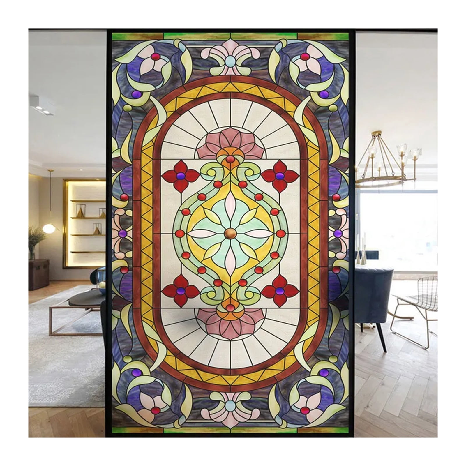 Window Privacy Film Colorful Stained Frosted Glass Film Modern Art ...