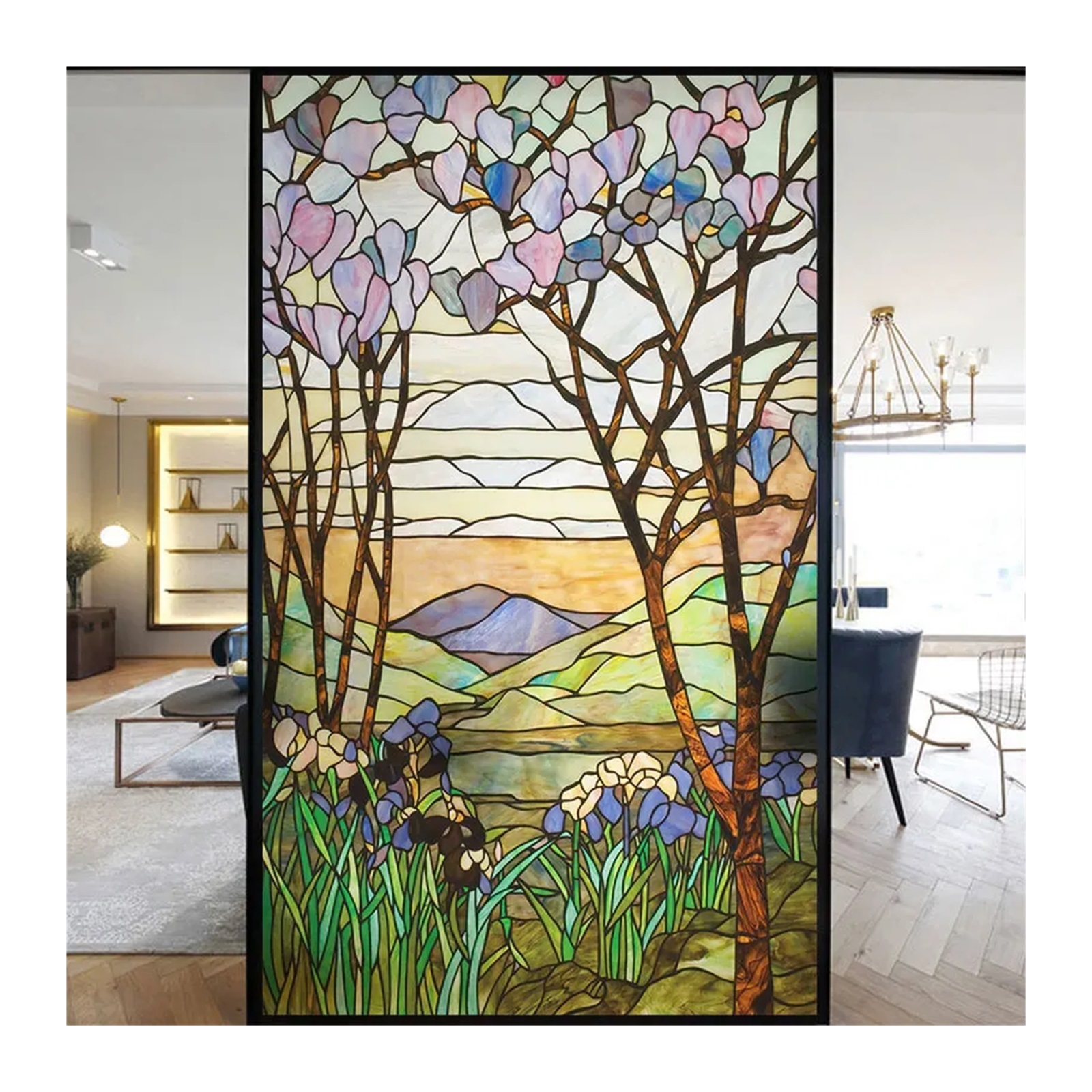 Window Privacy Film Colorful Stained Frosted Glass Film Modern Art ...