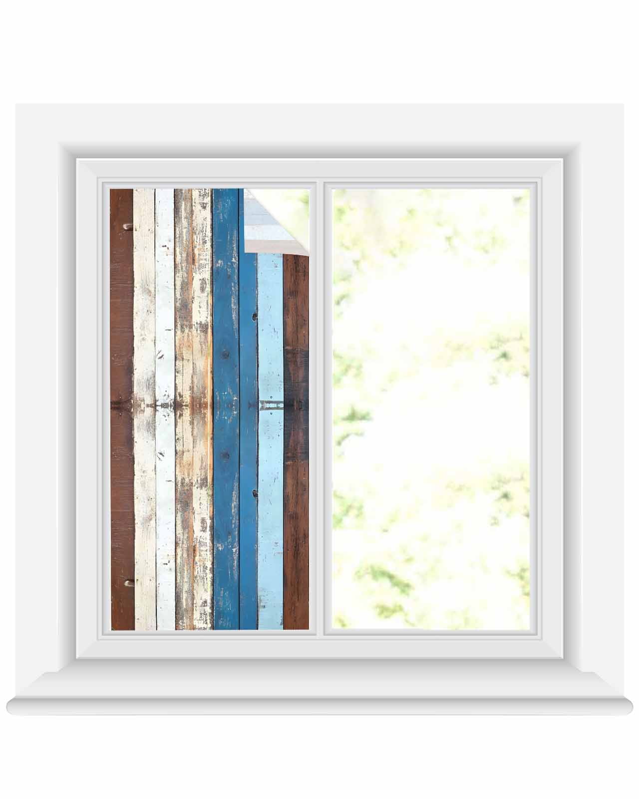 Window Privacy Film Colorful Wooden Stained Glass Window Film ...