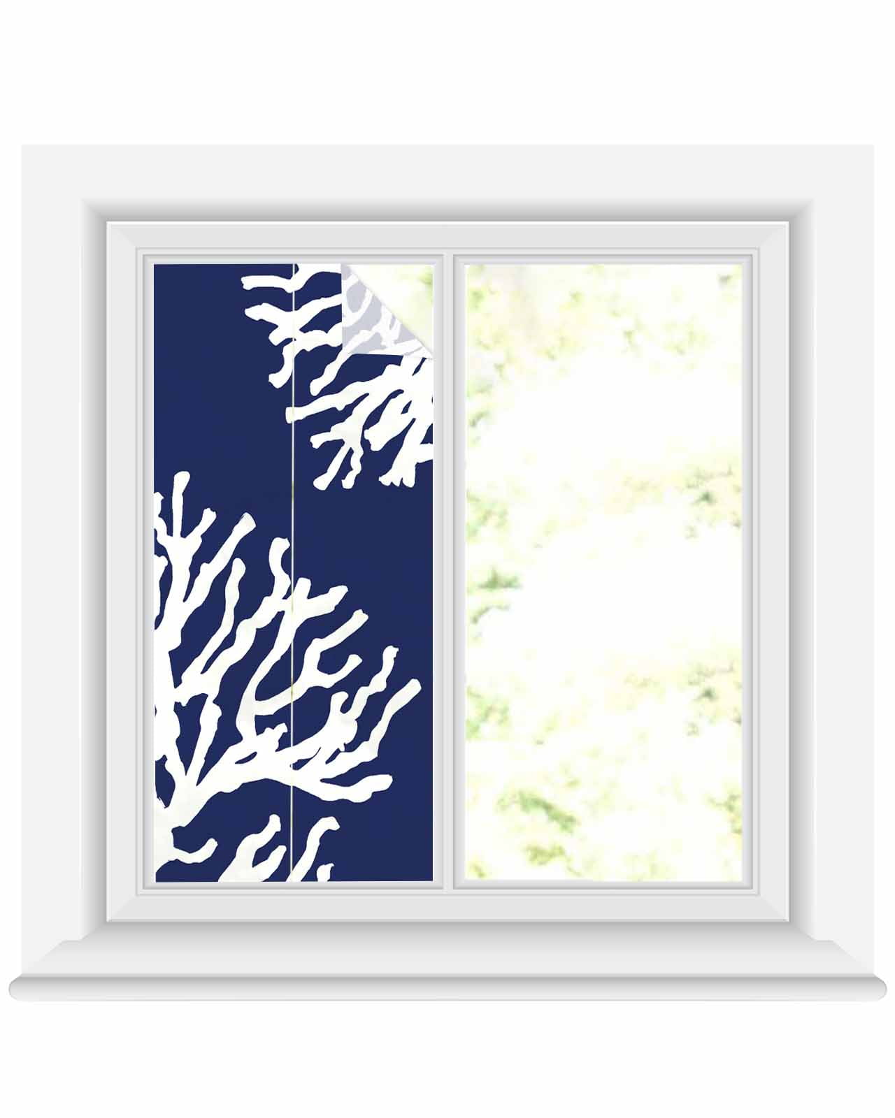 Window Privacy Film Coral Navy Blue Stained Glass Window Film ...