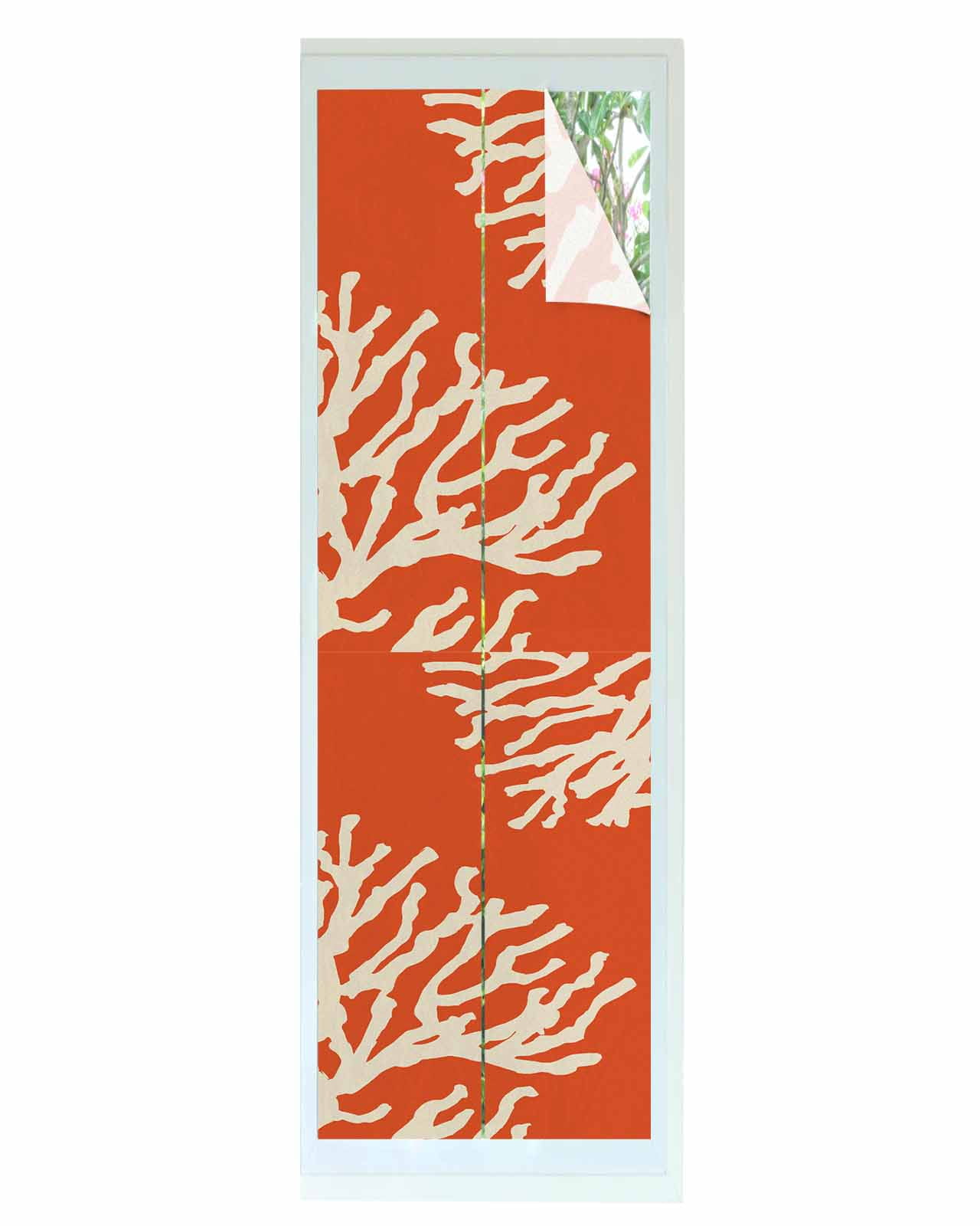 Window Privacy Film Coral Orange Stained Glass Window Film Decorative ...