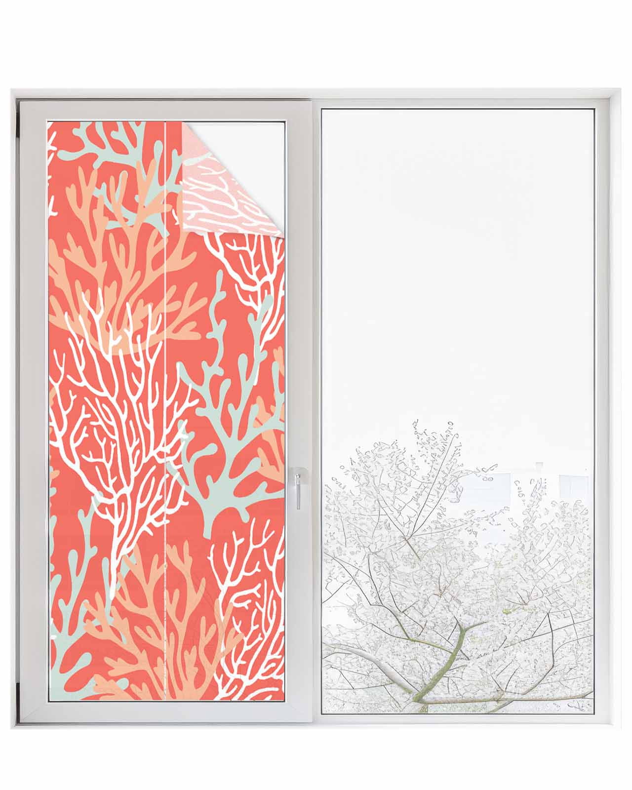 Window Privacy Film, Coral Red Coral UV Sun Blocking Window Tint Film ...