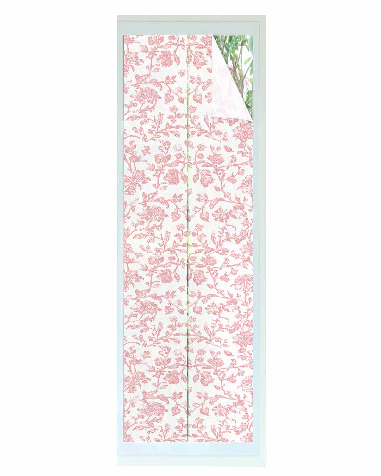 Window Privacy Film Coral Red Flower Stained Glass Window Film ...