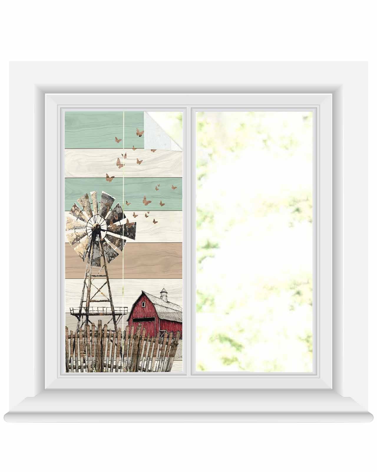 Window Privacy Film Country Farm Stained Glass Window Film Decorative ...