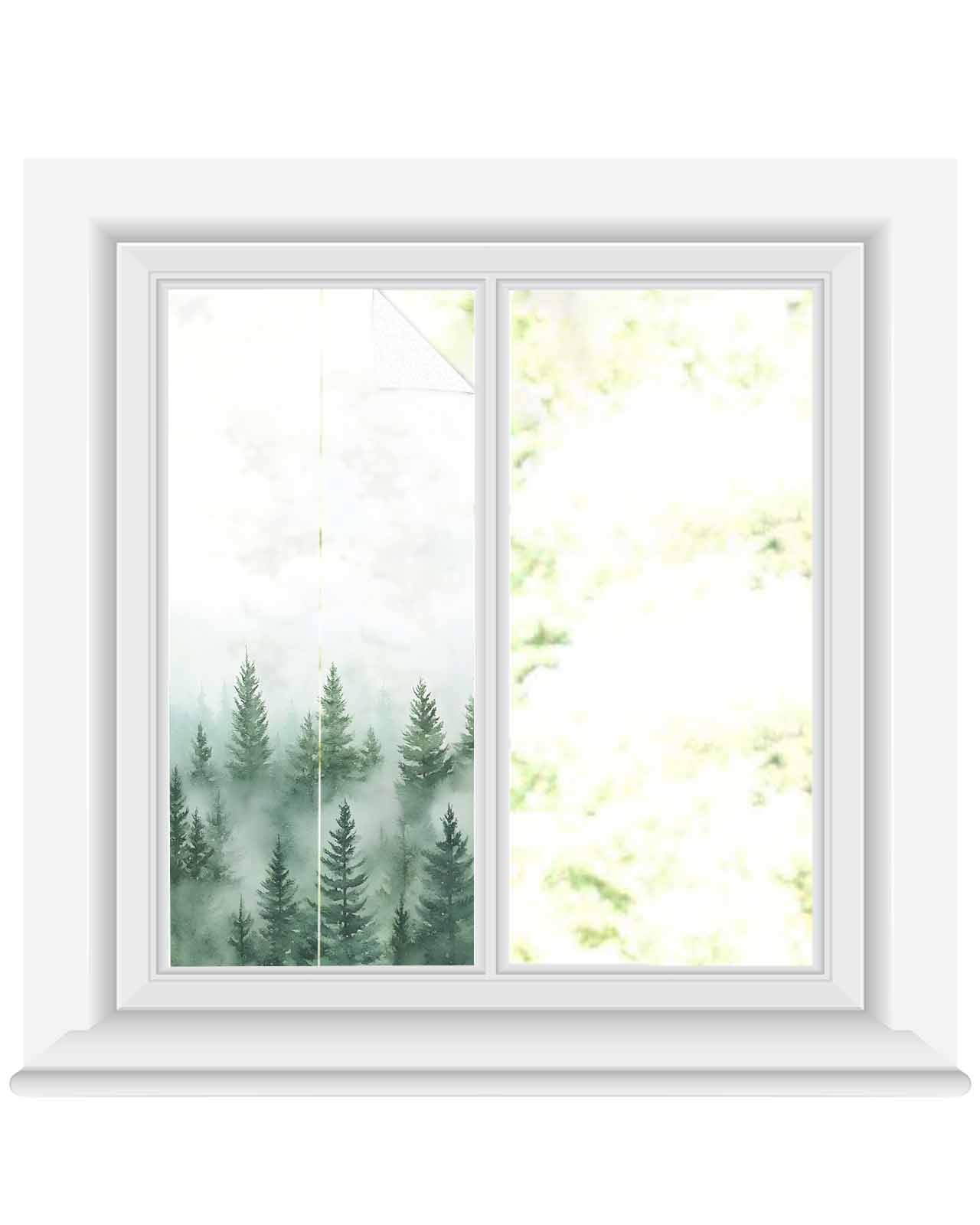 Window Privacy Film Country Mist Forest Stained Glass Window Film ...