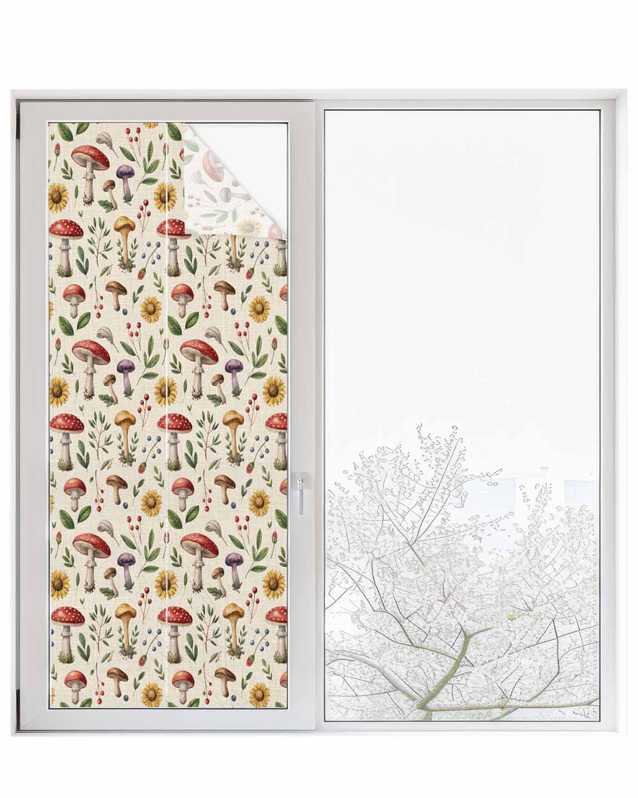 Window Privacy Film Country Mushroom Stained Glass Window Film ...