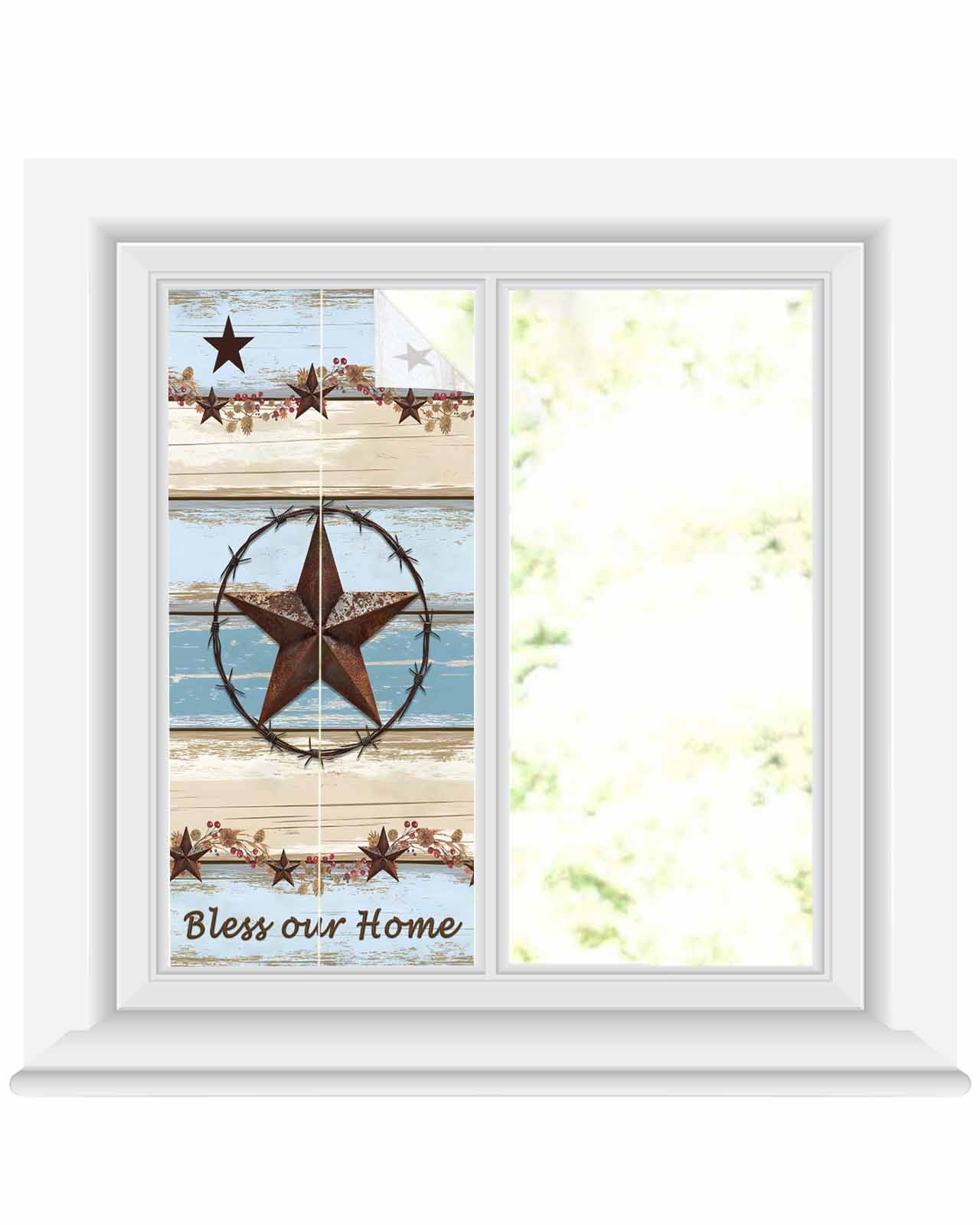 Window Privacy Film Country Star Blue Stained Glass Window Film ...