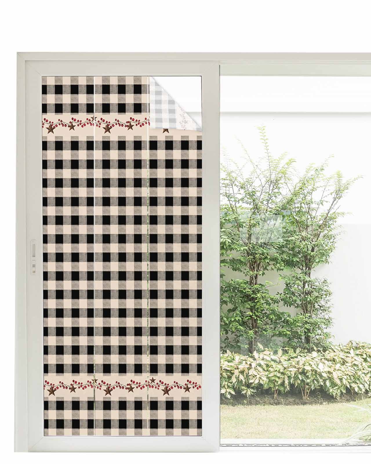 Window Privacy Film Country Star Plaid Stained Glass Window Film ...