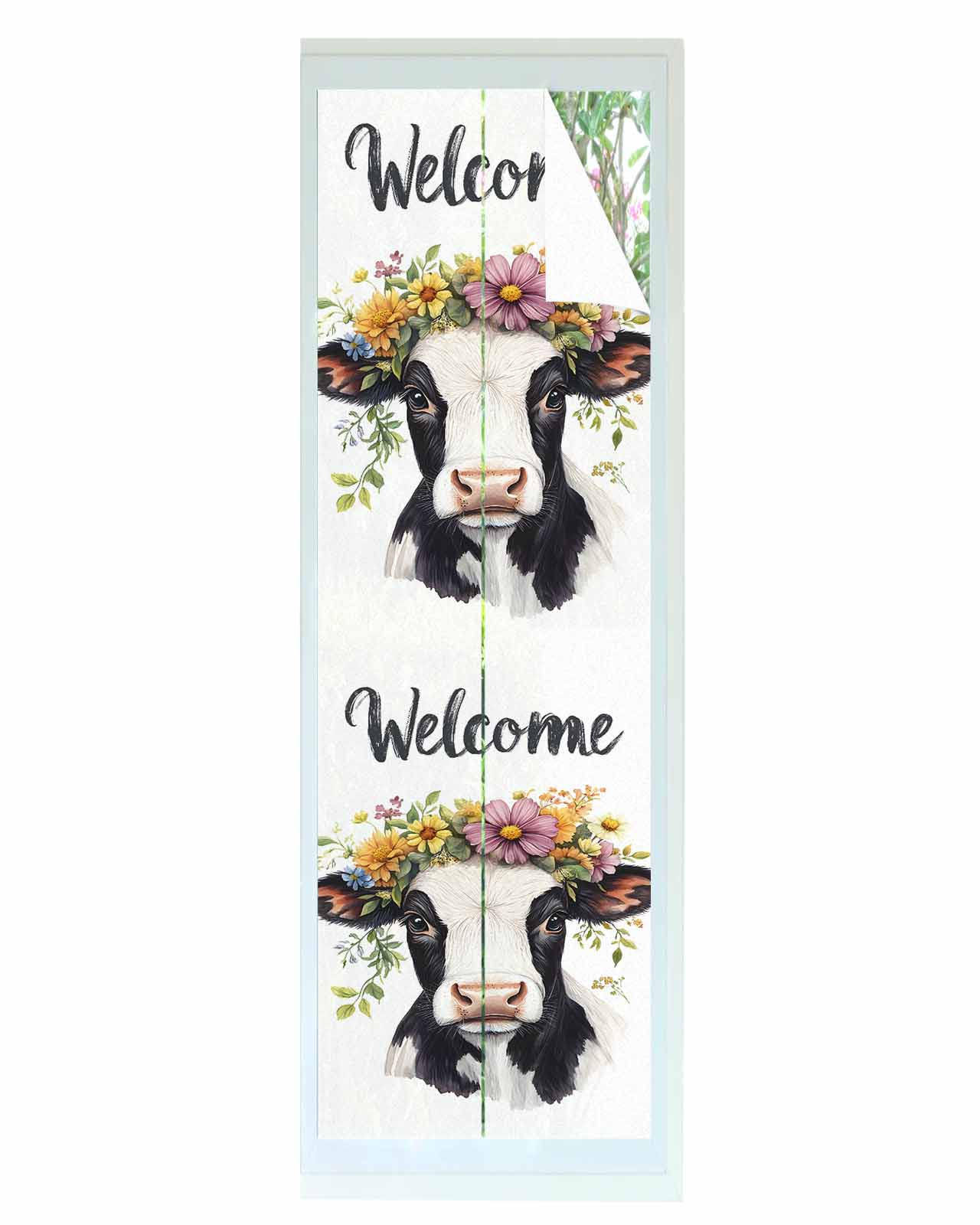 Window Privacy Film Cow Flower Stained Glass Window Film Decorative Sun ...