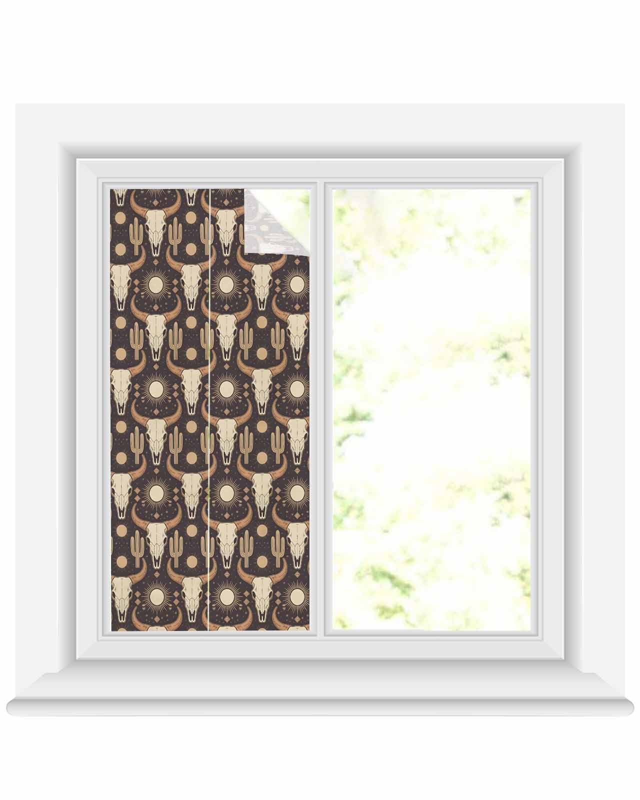 Window Privacy Film Cow Head Cactus Stained Glass Window Film ...