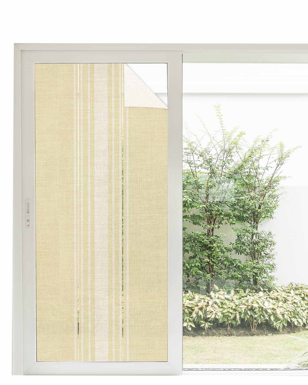 Window Privacy Film Cream Beige Striped Stained Glass Window Film ...