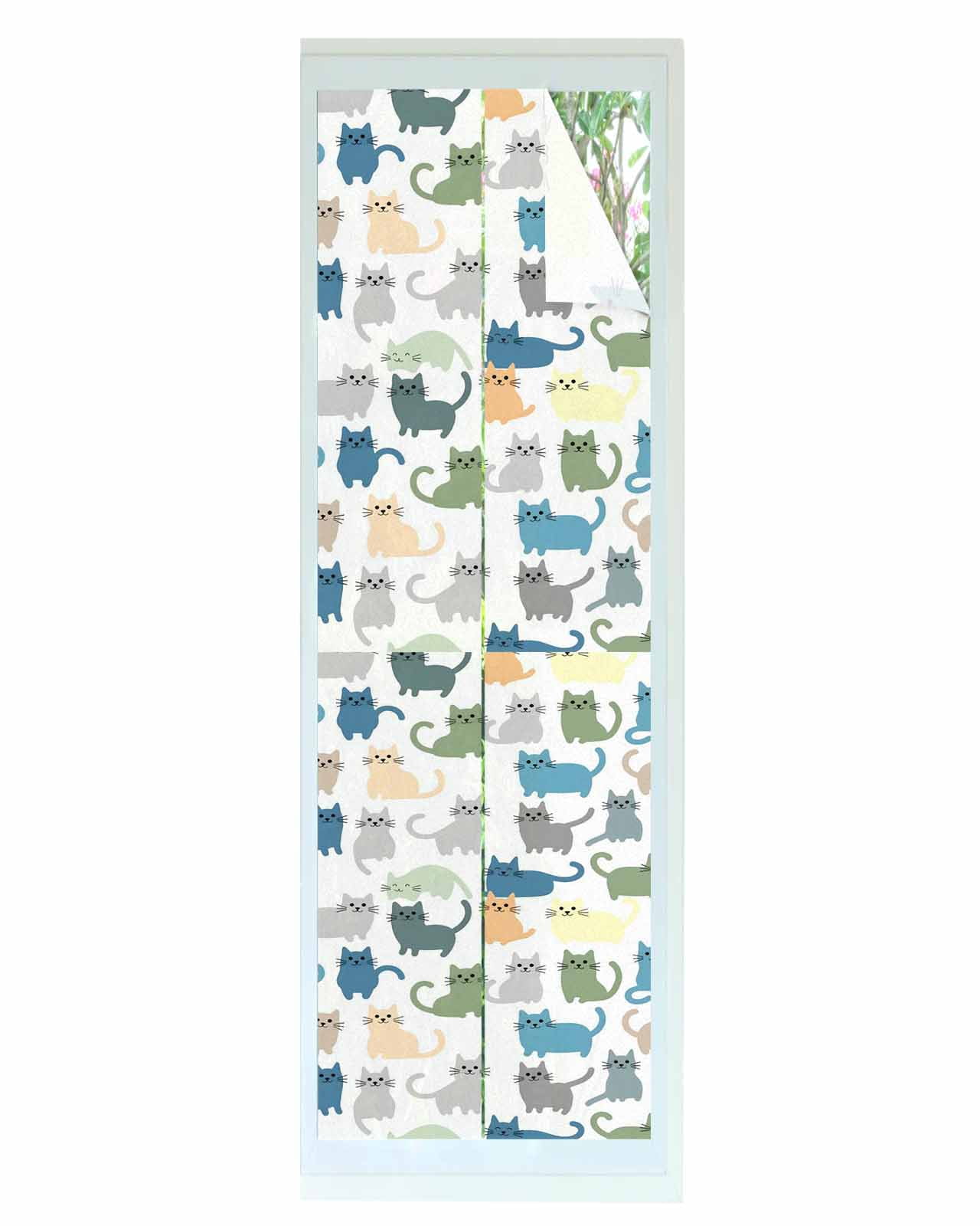 Window Privacy Film Cute Cats Animals Stained Glass Window Film ...