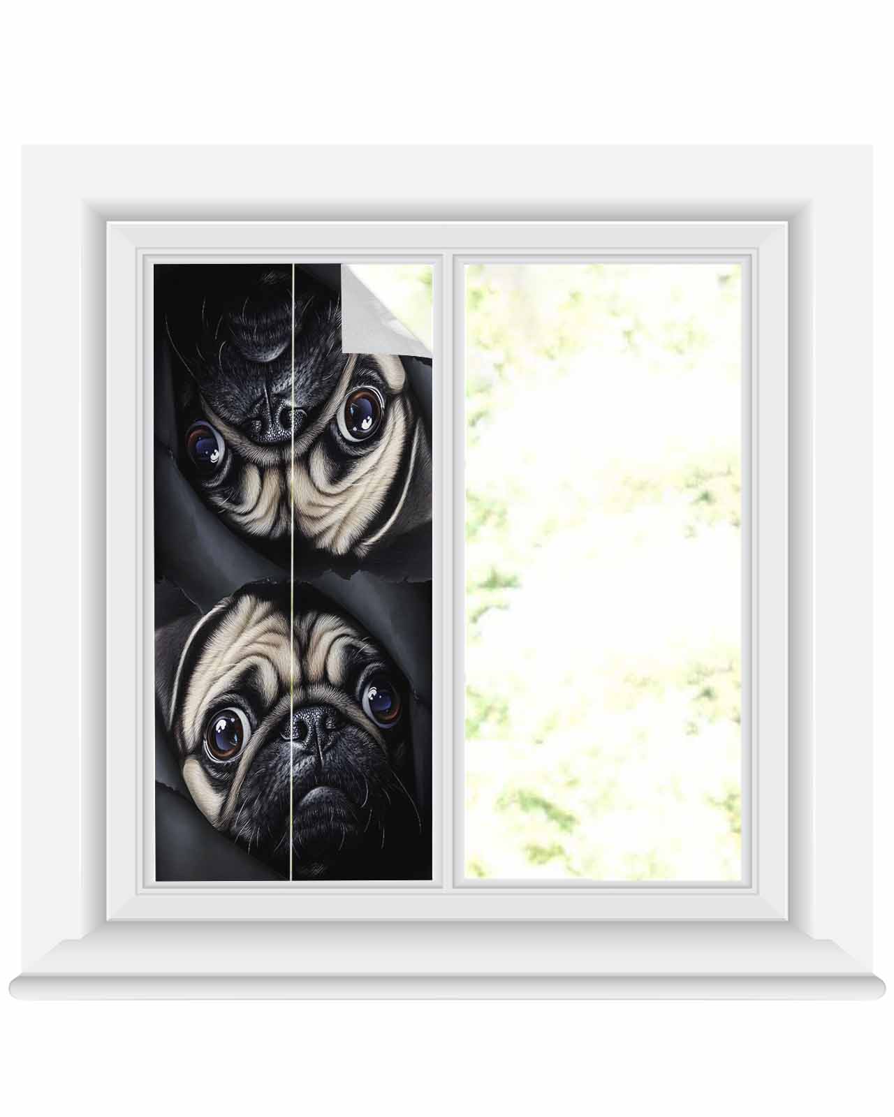 Window Privacy Film Cute Dog Stained Glass Window Film Decorative Sun ...